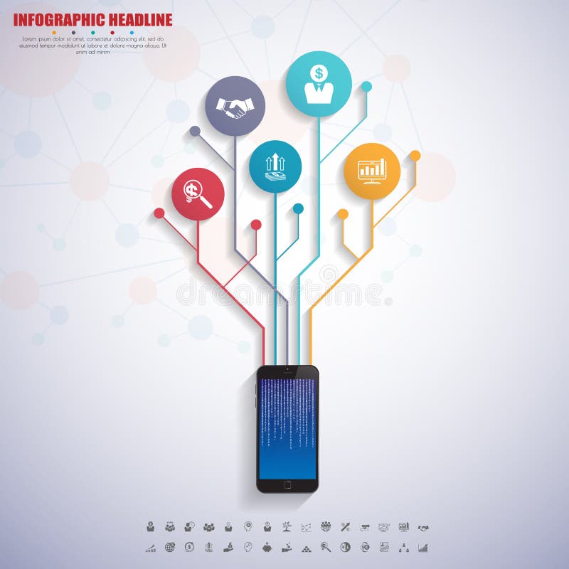 Social Network Infographics with Icons Set. Vector Stock Vector ...