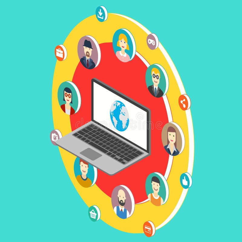 Social Network Flat Illustration with Avatars Stock Vector ...