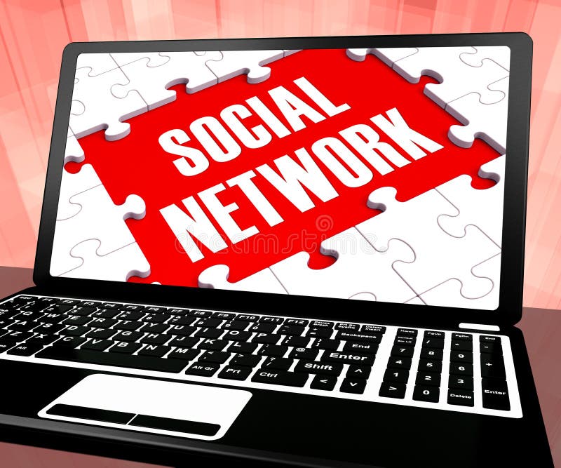 Social Network on Laptop Shows Online Communities Stock Illustration ...
