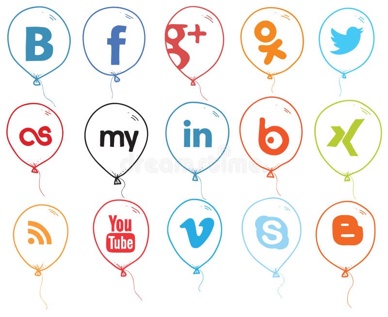 Social Network Logo Balloons Editorial Stock Image - Illustration of ...