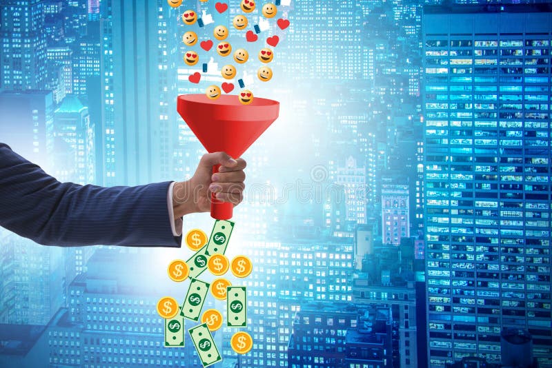 Social Network Monetization Concept with Businessman Stock Photo ...