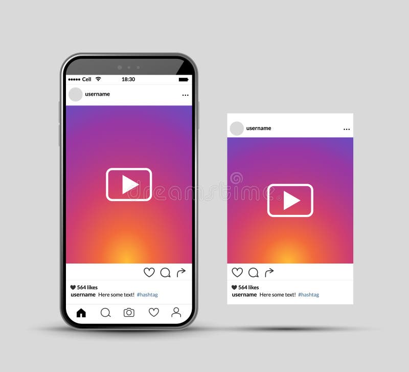 Social Network Photo Frame Mobile Template. Social Media App Vector ...
