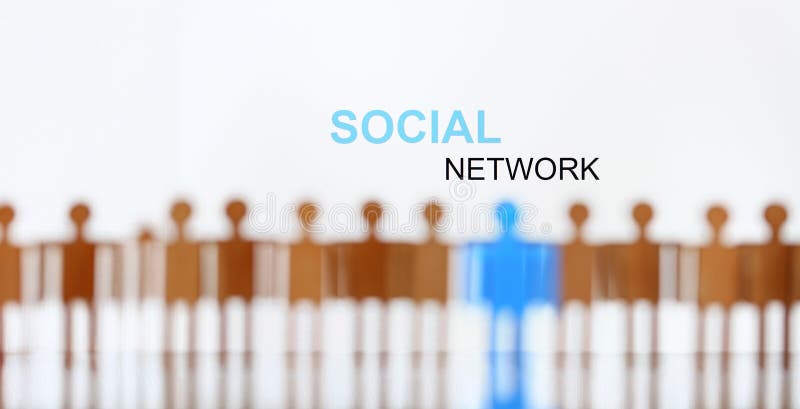 Social Network Sign Above Line of Toy Human Figures Stock Image - Image ...