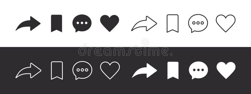 Social Network Signs Set. Like, Comment, Share and Save Icons. Social ...