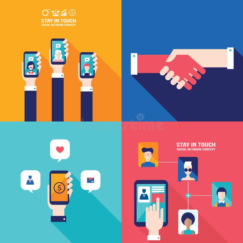 Social Network Technology Banner Set Online Business Relationship ...