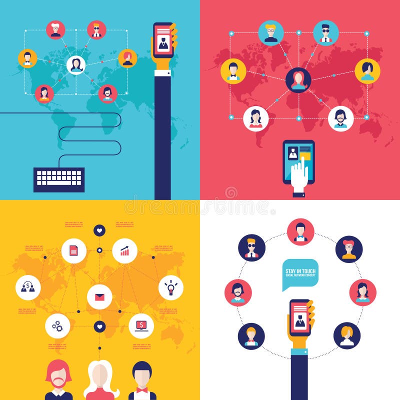 Social Network Technology Banner Set Stock Illustration - Illustration ...