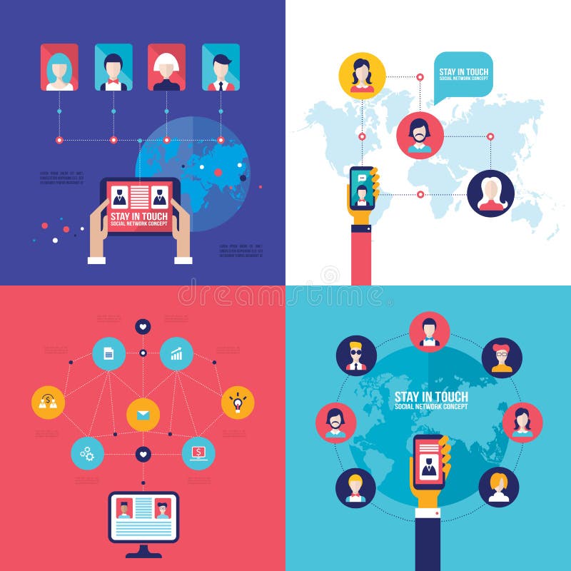 Social Network Technology Banner Set Stock Illustration - Illustration ...