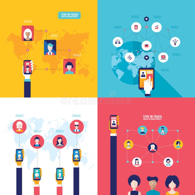 Social Network Technology Banner Set Stock Illustration - Illustration ...