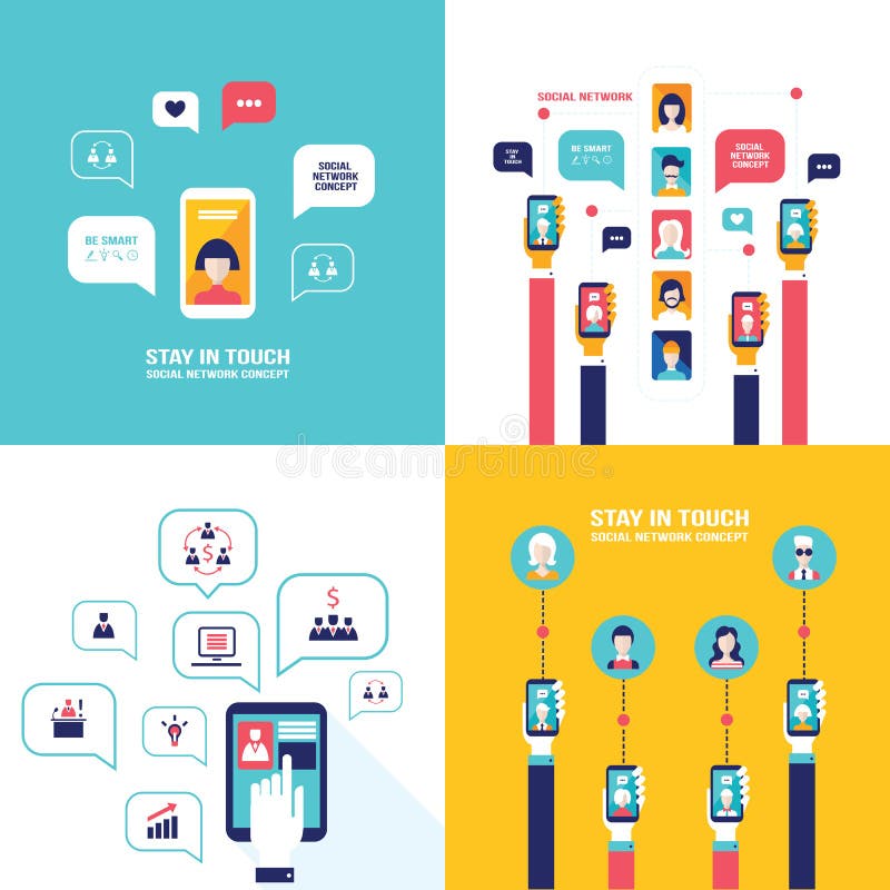 Social Network Technology Banner Set User Communications on Web Stock ...