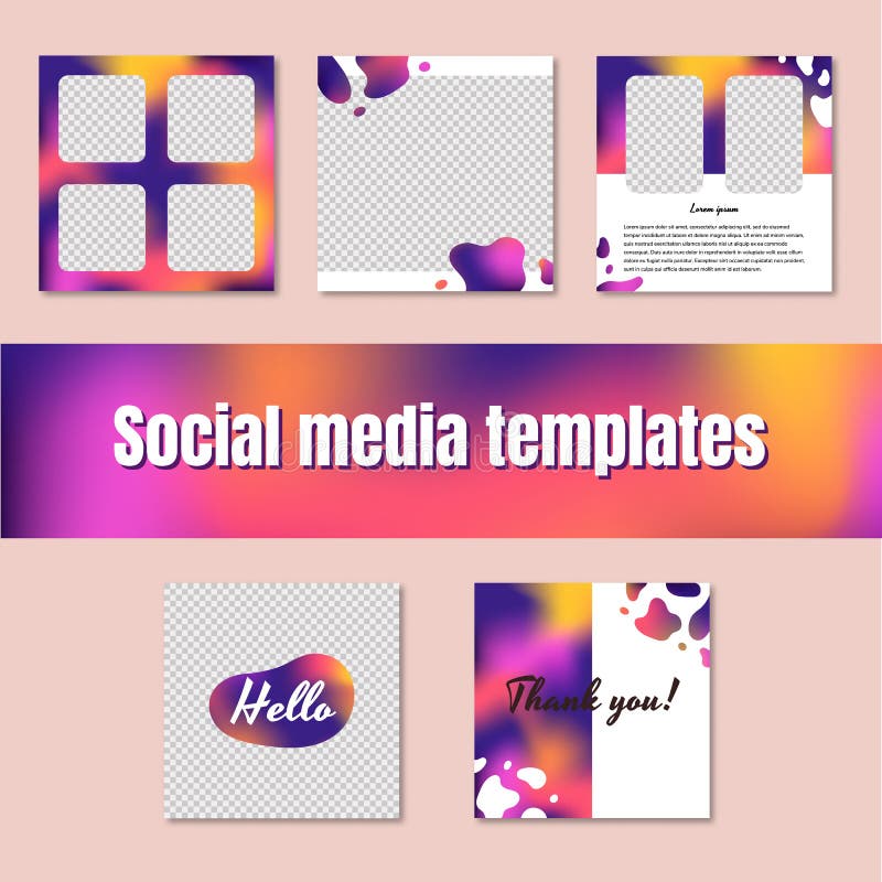 Social Network Templates. Square Banners with Liquid Gradient Me Stock ...