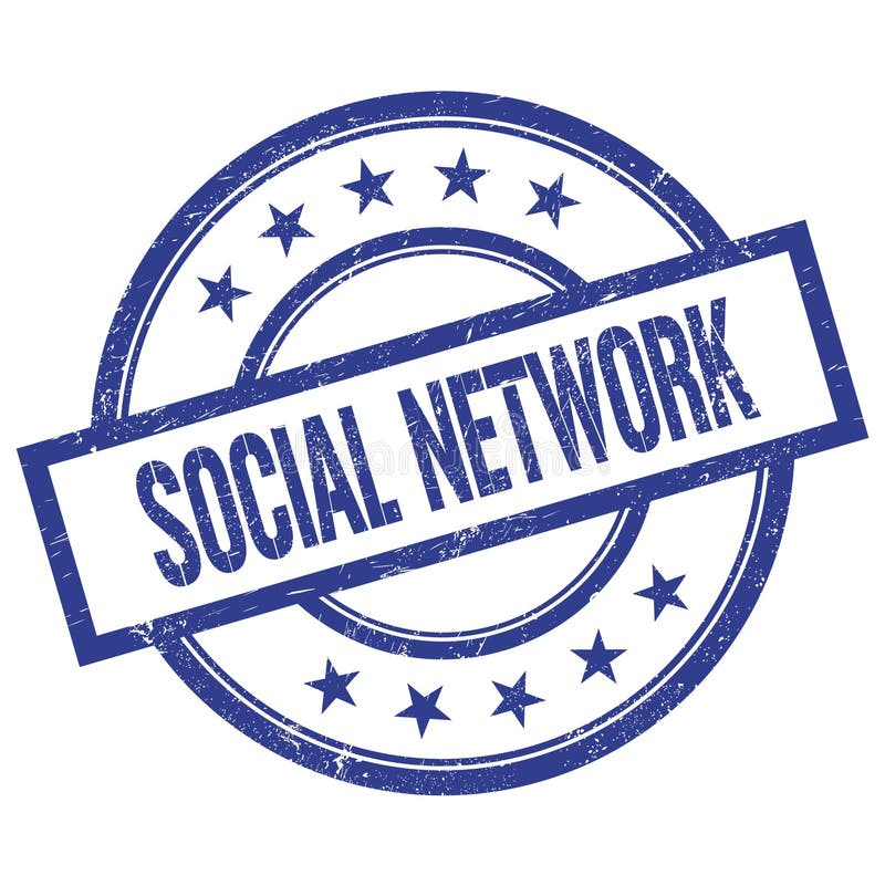 SOCIAL NETWORK Text Written on Blue Vintage Round Stamp Stock ...