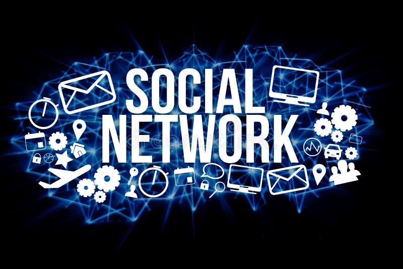 Social Network Title Isolated on a Background and Surounded by M Stock ...