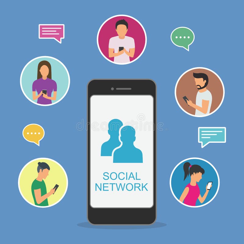 Social Network Vector Concept. Flat Design Illustration for Web Sites ...