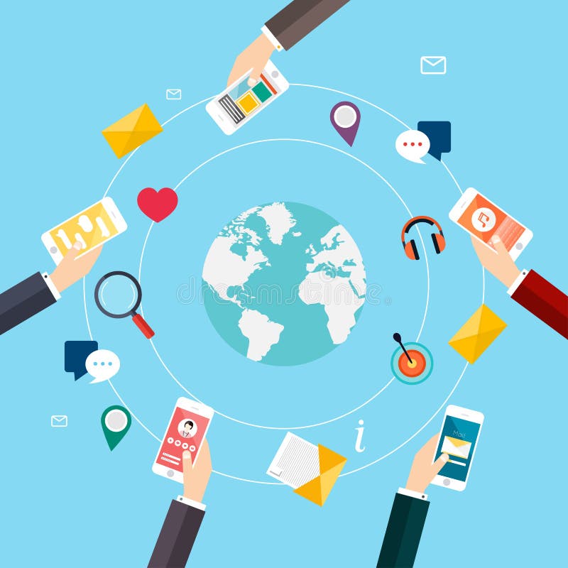 Social Network Vector Concept. Hand Holding Smart Phone Stock Vector ...