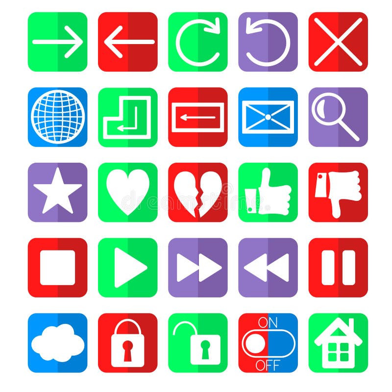 Social Network Web Navigation Icons Set Stock Vector - Illustration of ...