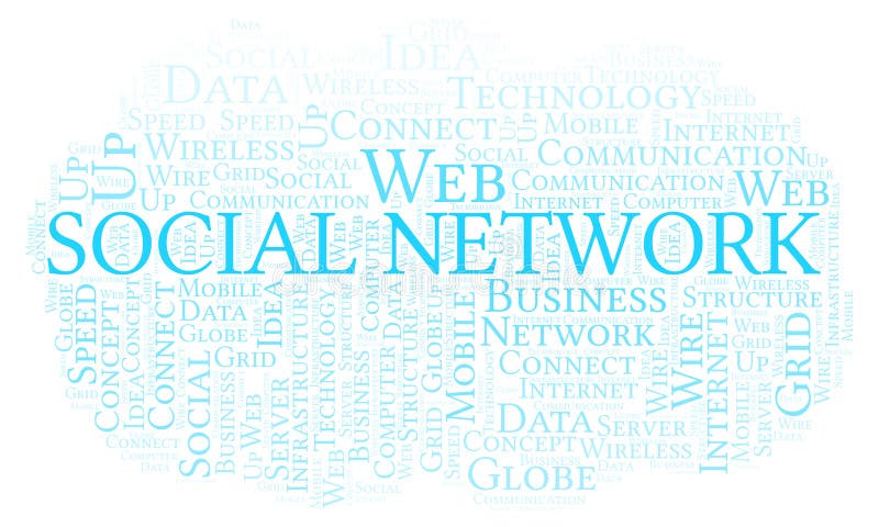 Social Network word cloud stock illustration. Illustration of cloud ...