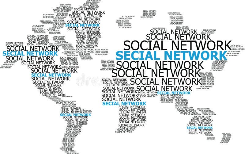 Social Network on the World Map Globe Vector Line Illustrator Stock ...