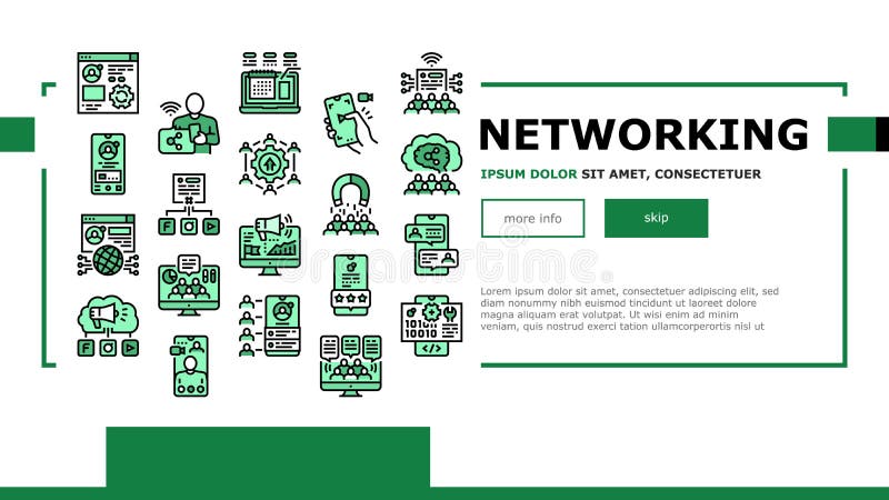 Social Networking Online App Landing Header Vector Stock Vector ...