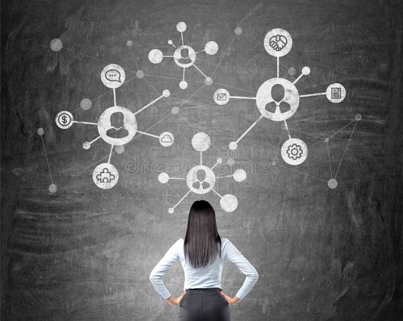 Social Networking System on Chalkboard Stock Illustration ...