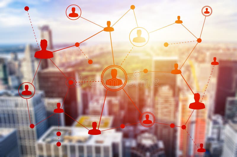 Social Networking Technologies Over New York Stock Photo - Image of ...