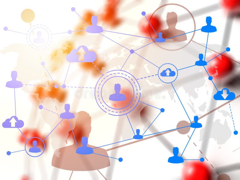 Social Networking Technologies Over Red Linked Sphere Stock Image ...