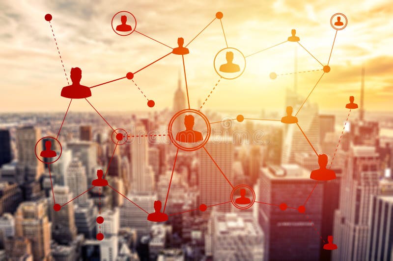 Social Networking Technologies on a Sunset in New York Stock Photo ...