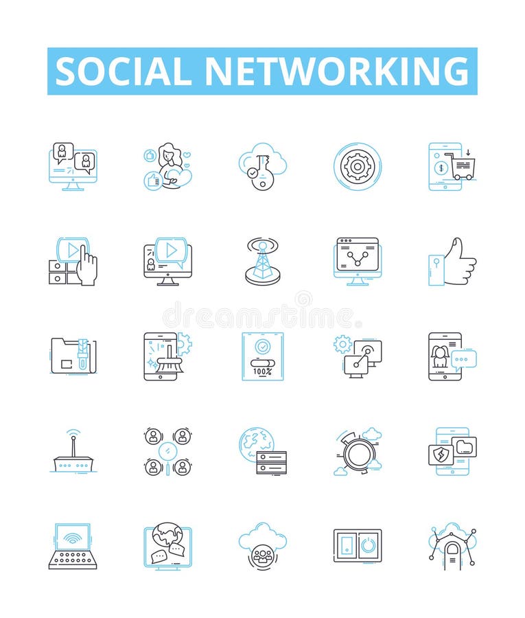 Social Networking Vector Line Icons Set Social Networking Networking