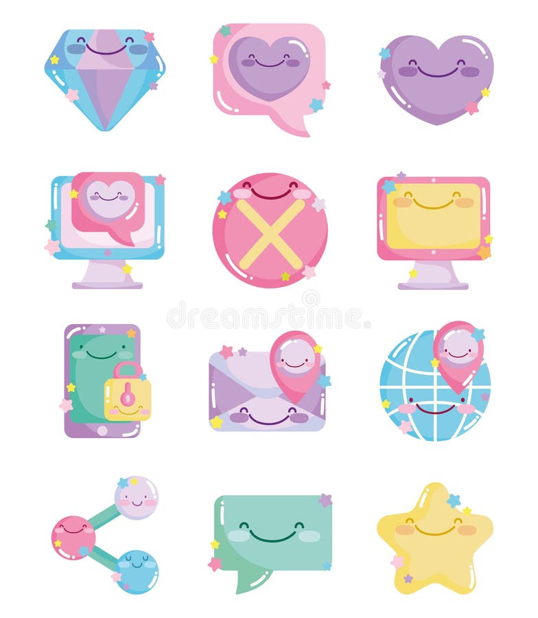 Social Networks Cartoon Comic Icons Collection Stock Vector ...