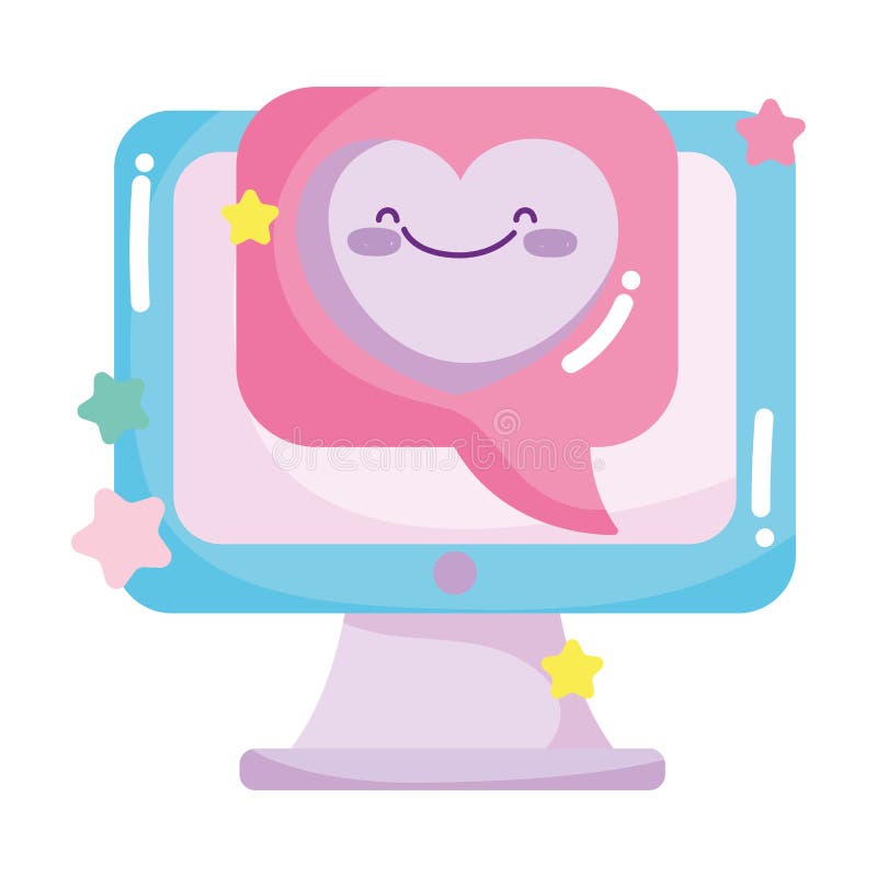 Social Networks Cartoon Computer Speech Bubble Like Icon Stock Vector ...