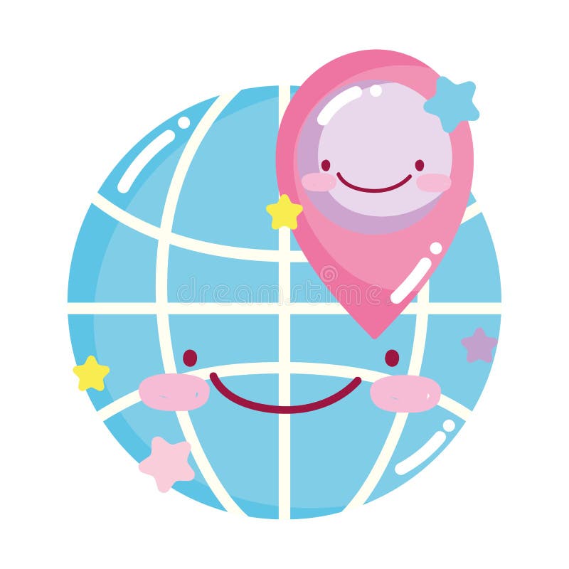 Social Networks Cartoon World Gps Location Pointer Icon Stock Vector ...