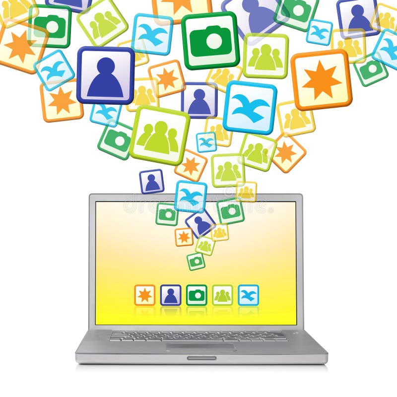 Social Networks explosion stock illustration. Illustration of computer ...