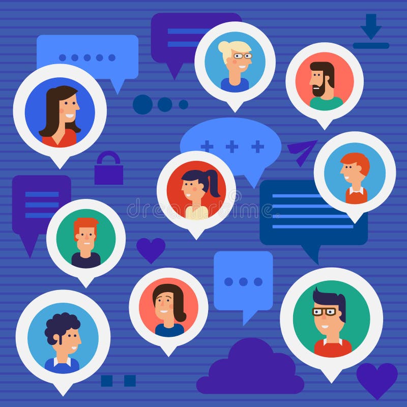 Social Networks Users Global Chatting Concept Illustration Stock Vector ...