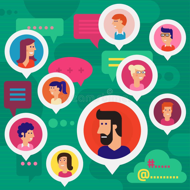 Social Networks Users Global Chatting Concept Illustration Stock Vector ...