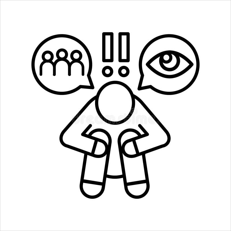 Social Phobia Line Color Icon Sign for Web Page Stock Vector ...