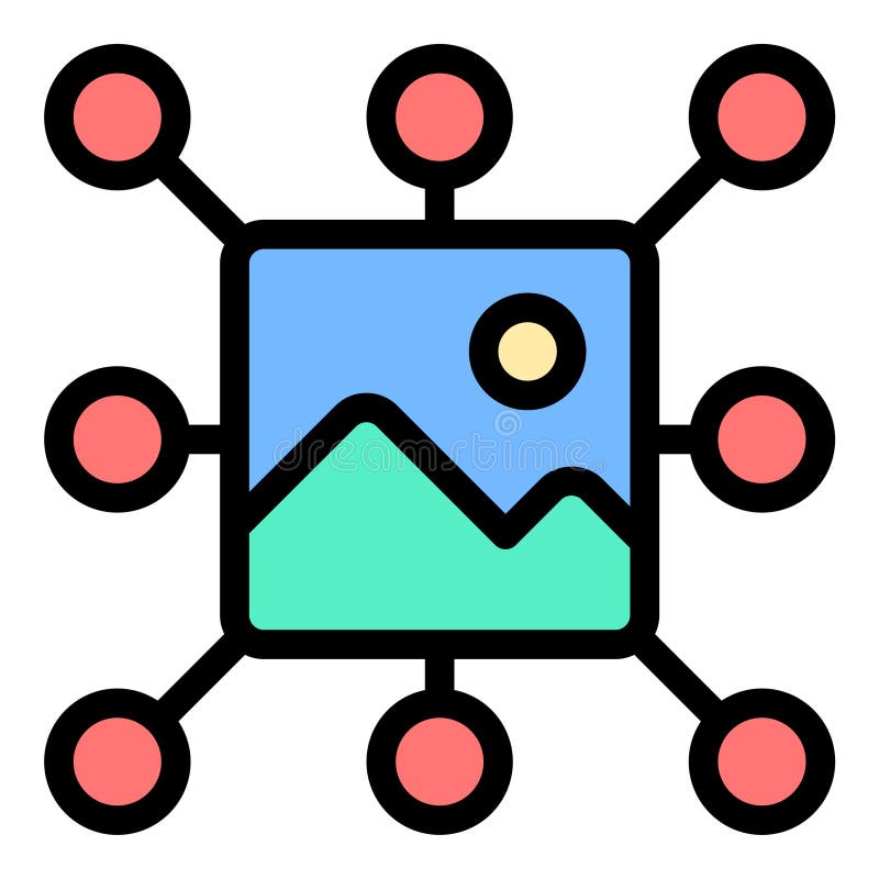 Social Picture Network Icon Flat Line Style Illustration Representing ...