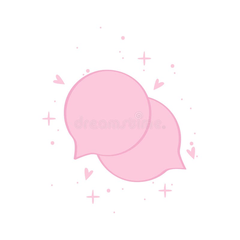 Pink Speech Bubbles with Hearts and Stars for Cute Communication Stock ...