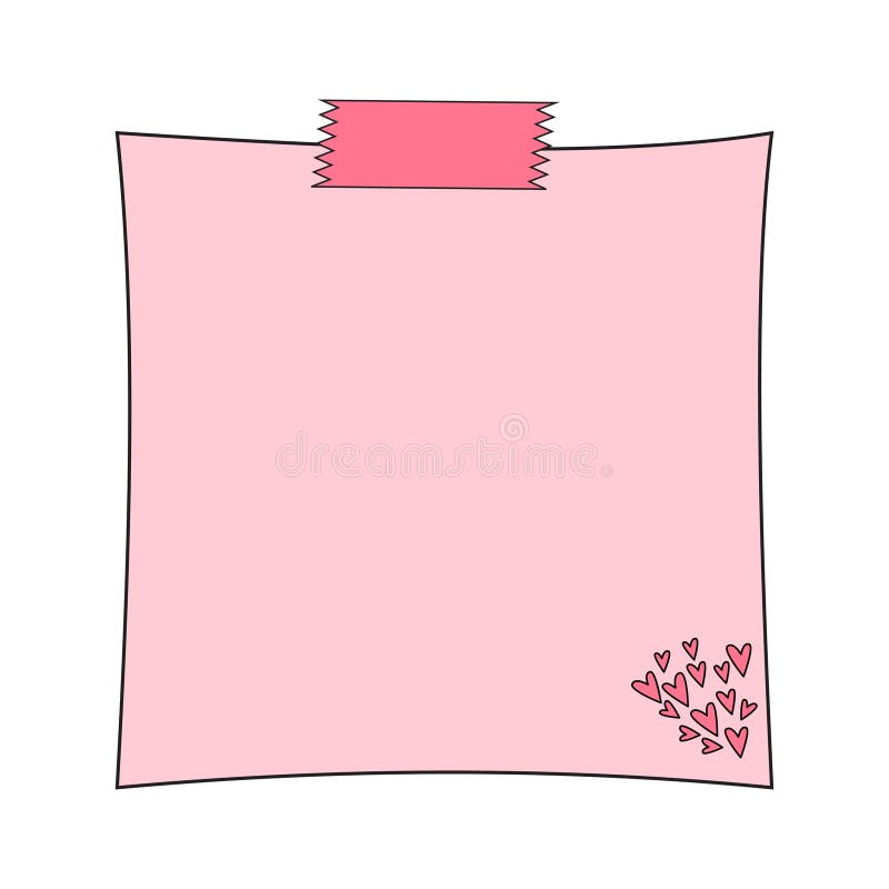 Pink Sticky Note with Hearts for Cute Messages and Reminders Stock ...