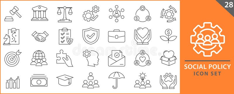 Social policy icon set stock vector. Illustration of icon - 356428919