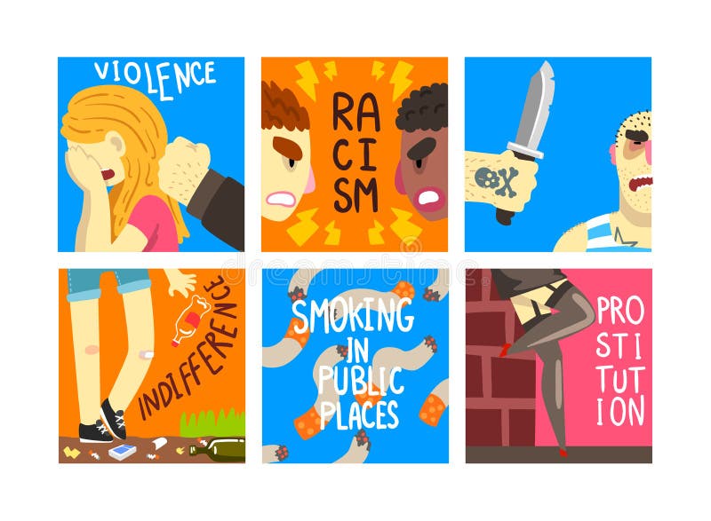 Social Problem Poster with Harmful Indifference and Immorality Vector ...