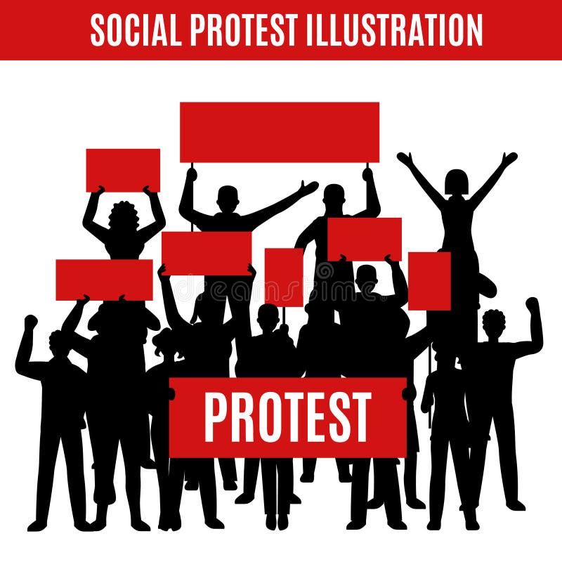 Social Protest Silhouettes Composition Stock Vector - Illustration of ...
