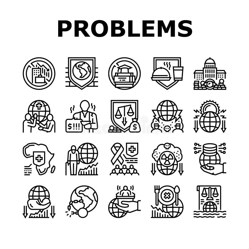 Social Public Problems Worldwide Icons Set Vector Stock Vector ...