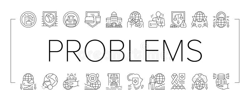 Social Public Problems Worldwide Icons Set Vector . Stock Vector ...