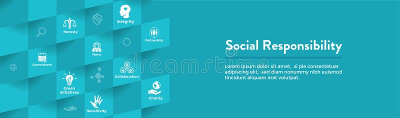 Social Responsibility Icon Set & Web Header Banner Stock Vector ...