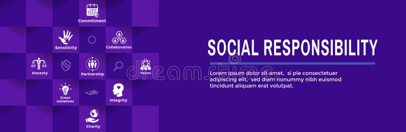 Social Responsibility Icon Set & Web Header Banner Stock Vector ...