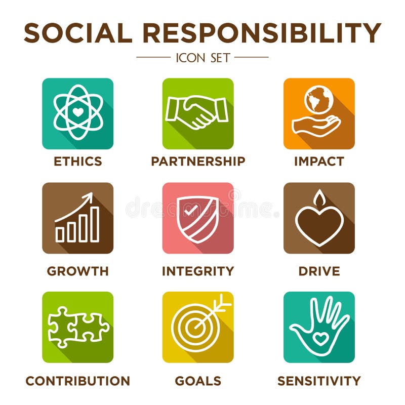 Social Responsibility Outline Icon Set Stock Vector - Illustration of ...