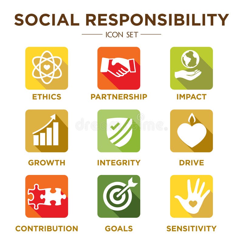 Social Responsibility Solid Icon Set Stock Vector - Illustration of ...