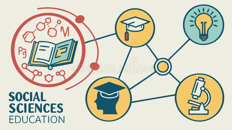 Social Sciences Education with Books, Ideas, and Connections, Vector ...