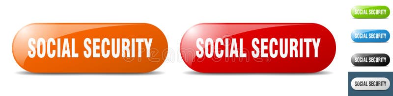 Social Security Button. Key. Sign. Push Button Set Stock Vector ...