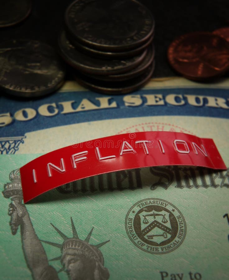 Social Security Cards and SS Check with Inflation Label -- Retirement ...