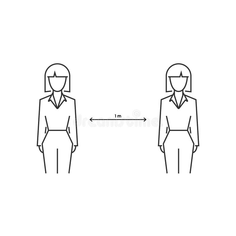 Social Security. Distance Icon is 1 Meter. Coronavirus Protection Covid ...